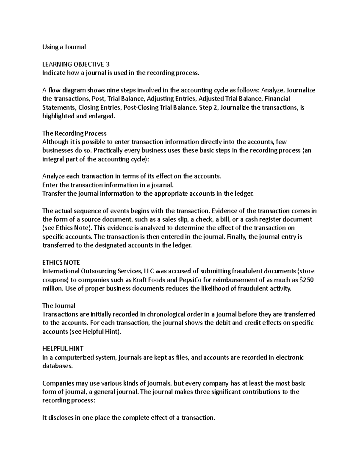 Using a Journal - Using a Journal LEARNING OBJECTIVE 3 Indicate how a ...