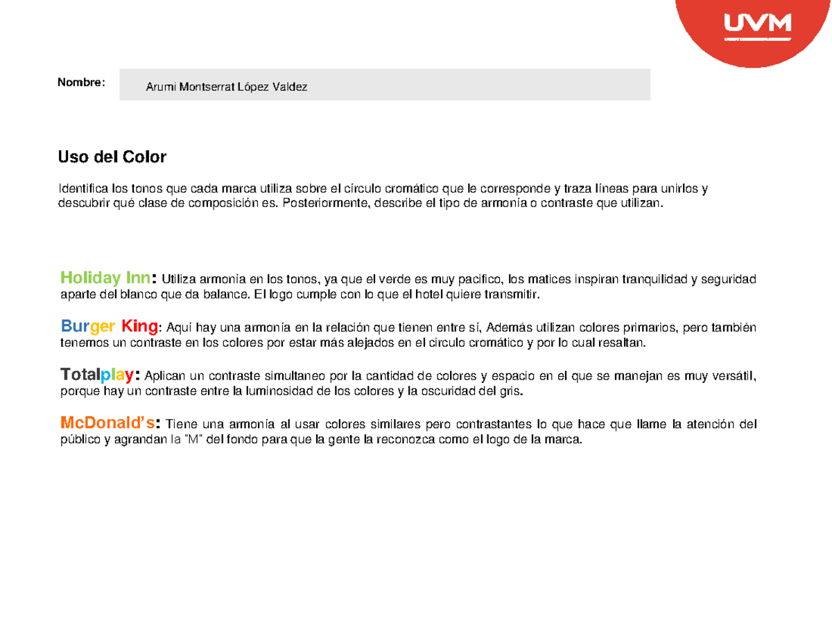 Uso del Color - identifica si se habla de una triada o una tetrada ...