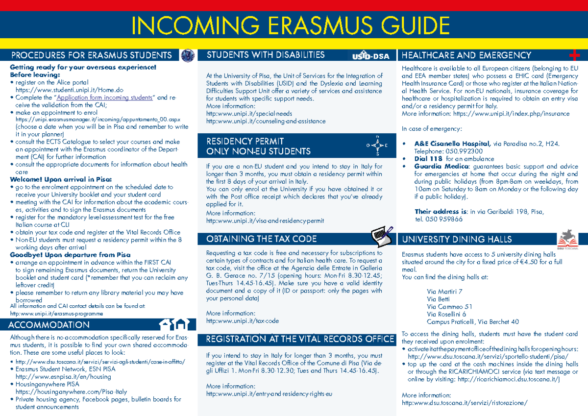 Unipi guide erasmus - INCOMING ERASMUS GUIDE ACCOMMODATION Getting ready for your overseas - Studocu