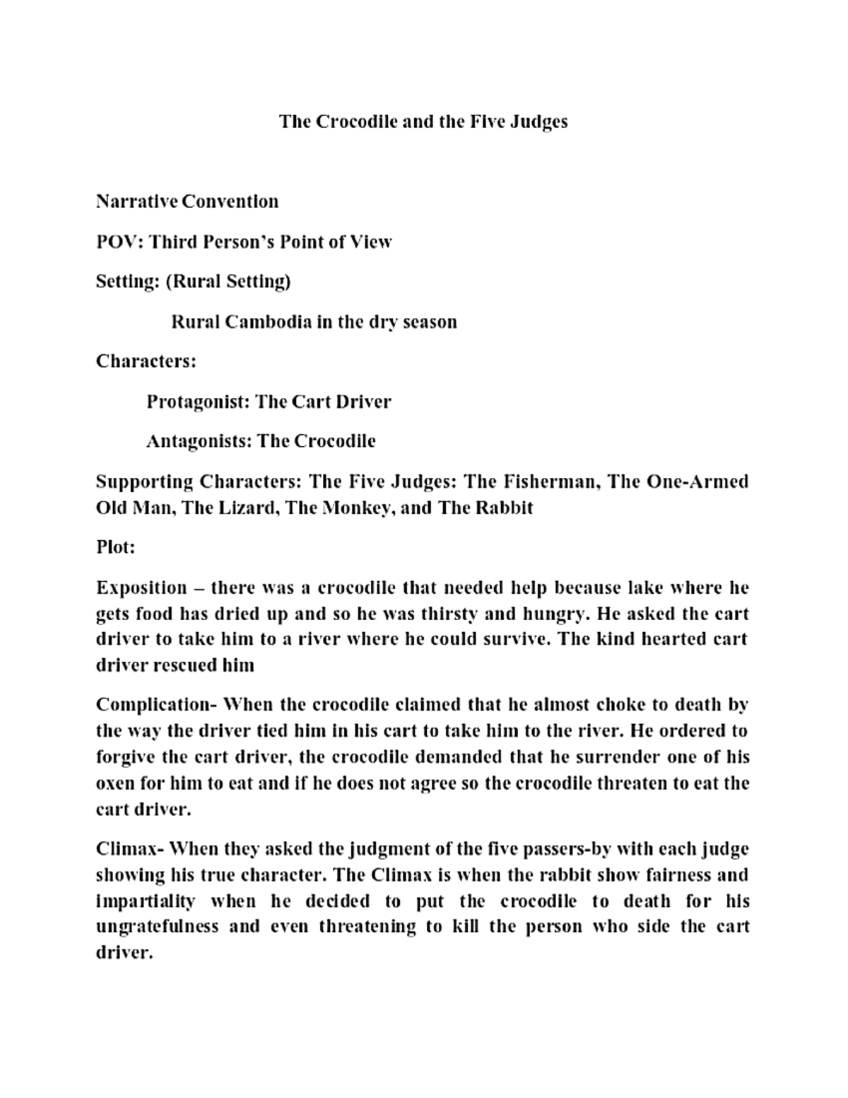 The crocodile and the five judges - He asked the cart driver to take ...