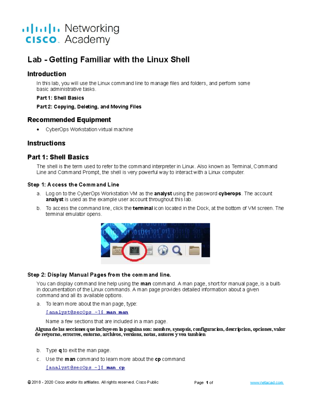 Cisco 4 getting familiar whith the linux - © 2018 - 2020 Cisco and/or ...