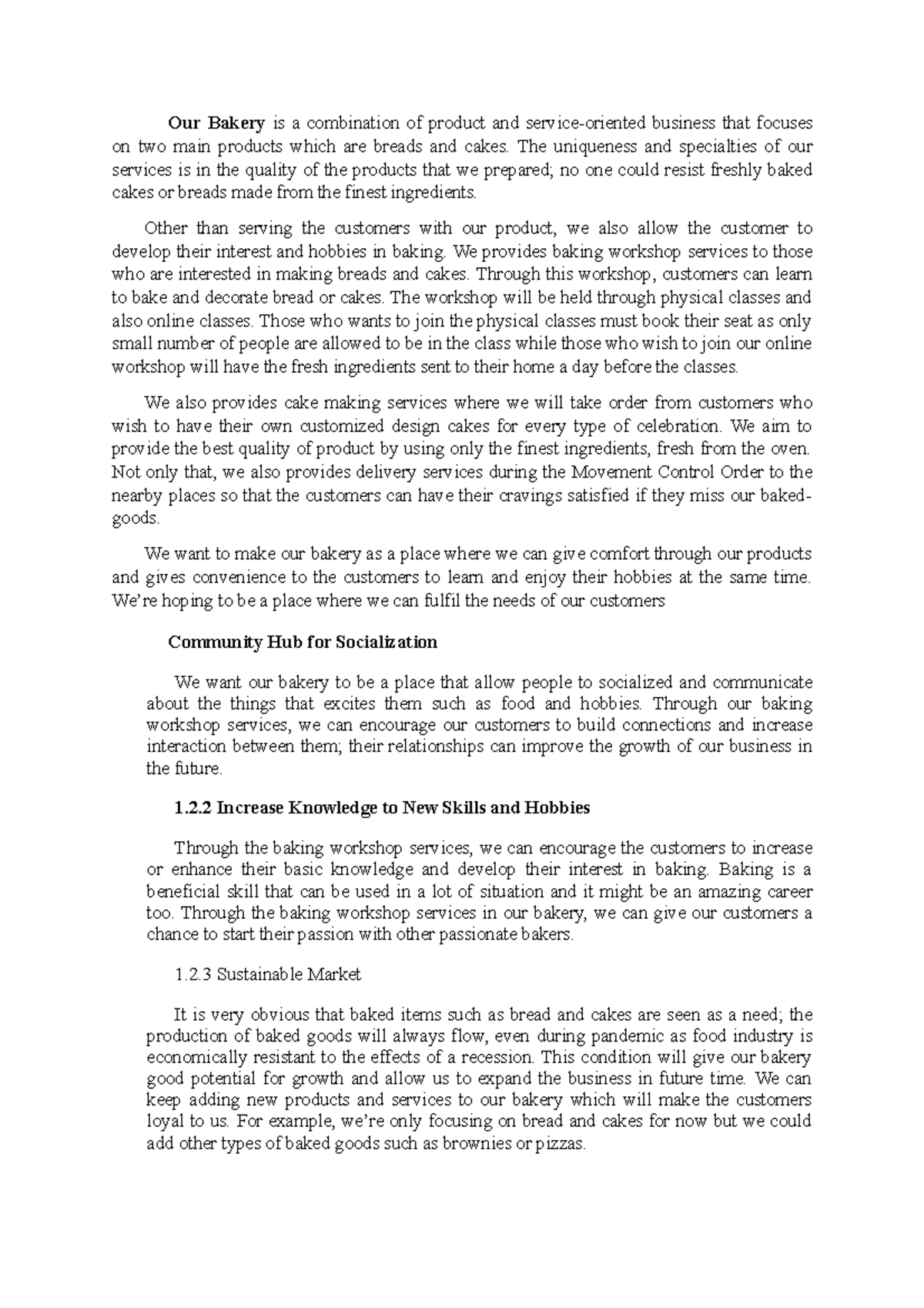 EPC Initial Idea Nature Of Business Our Bakery Is A Combination epc-initial-idea-nature-of-business-our-bakery-is-a-combination