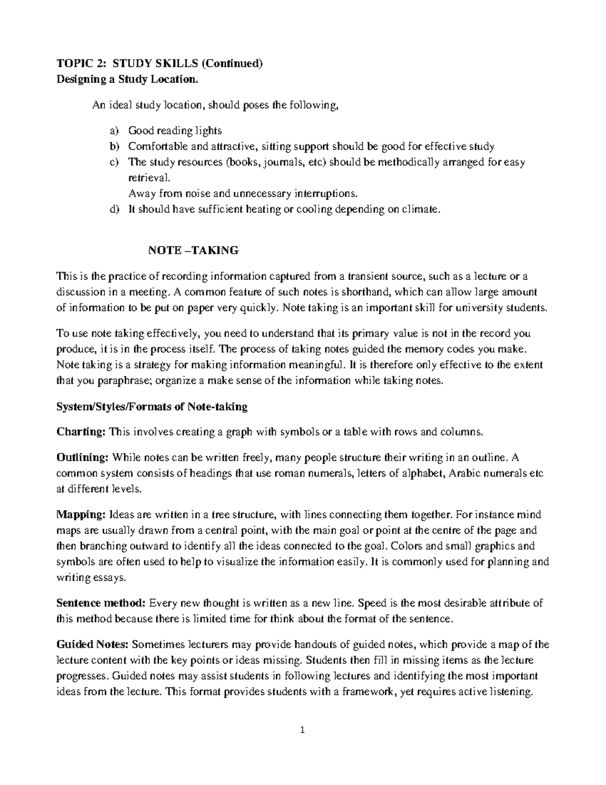 COMS 111 Topic 2B Study Skills Online class-2 - TOPIC 2: STUDY SKILLS ...