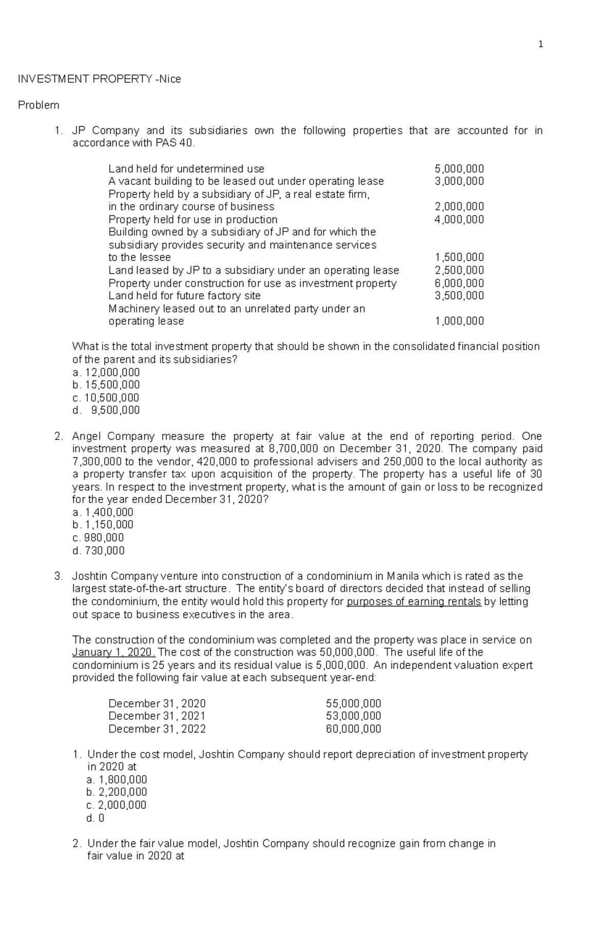 Investment- Property - notes - INVESTMENT PROPERTY -Nice Problem JP ...
