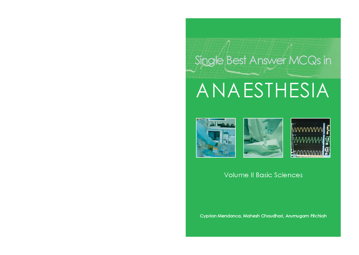 @Anesthesia Books Single Best Answer MCQs in Anaesthesia - Cyprian ...