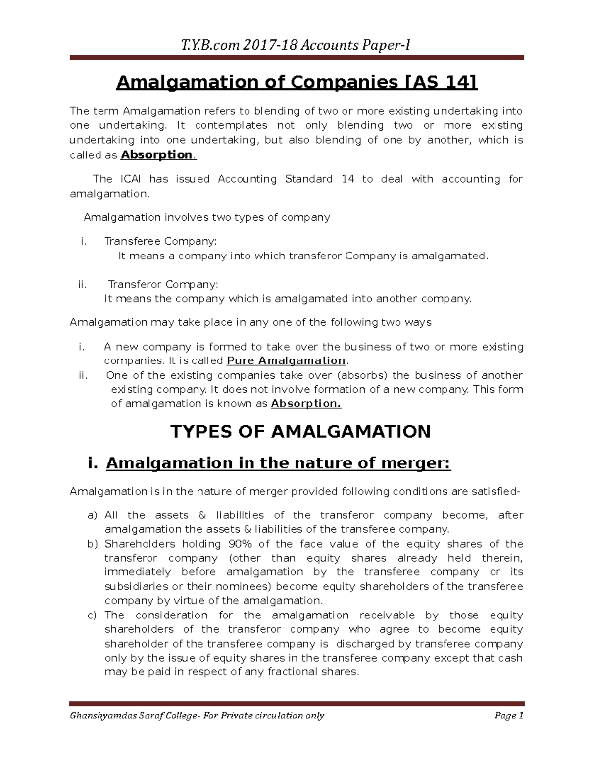 Amalgamation-of-companies - Amalgamation of Companies [AS 14] The term ...