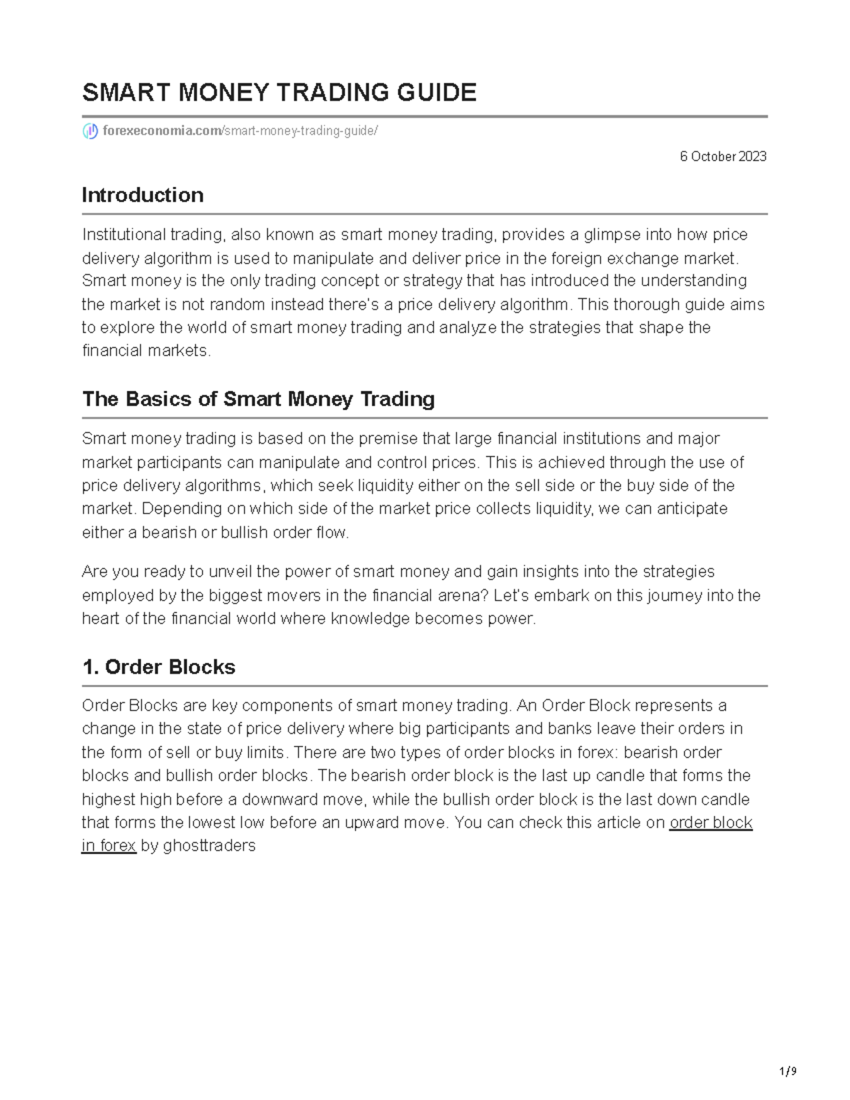 Smart Money Trading Guide - 6 October 2023 SMART MONEY TRADING GUIDE ...
