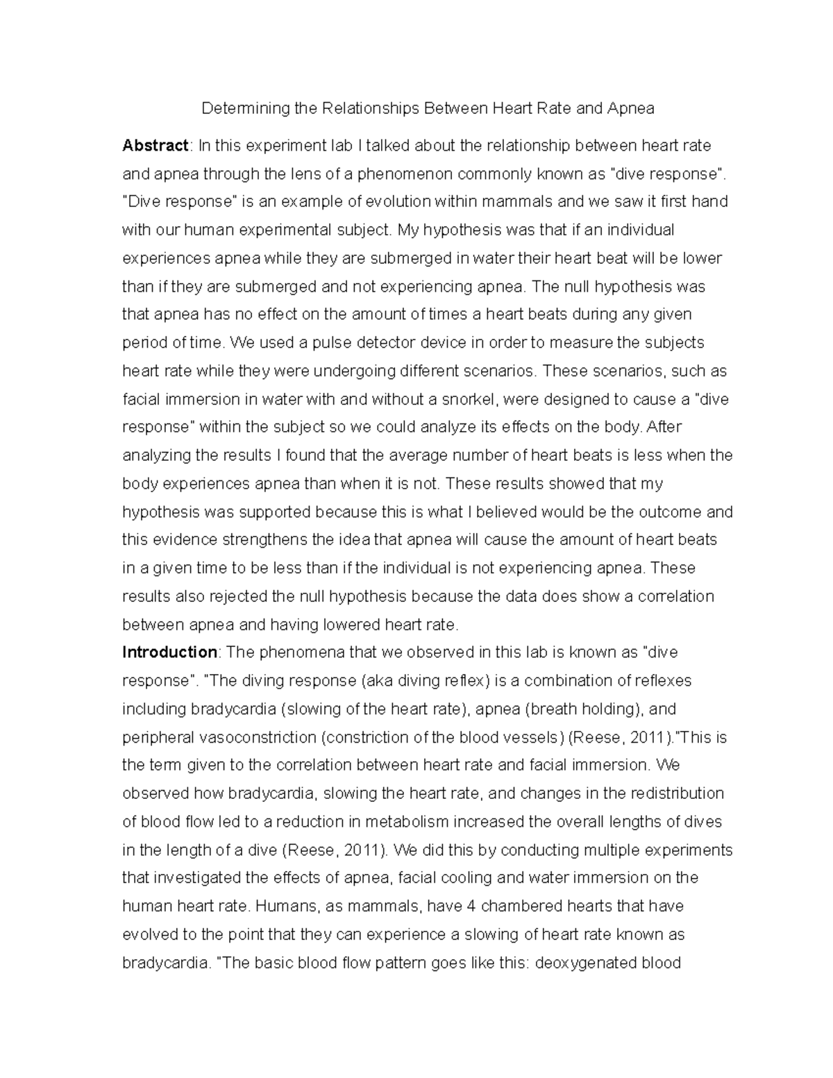 Determining the Relationships Between Heart Rate and Apnea - “Dive ...