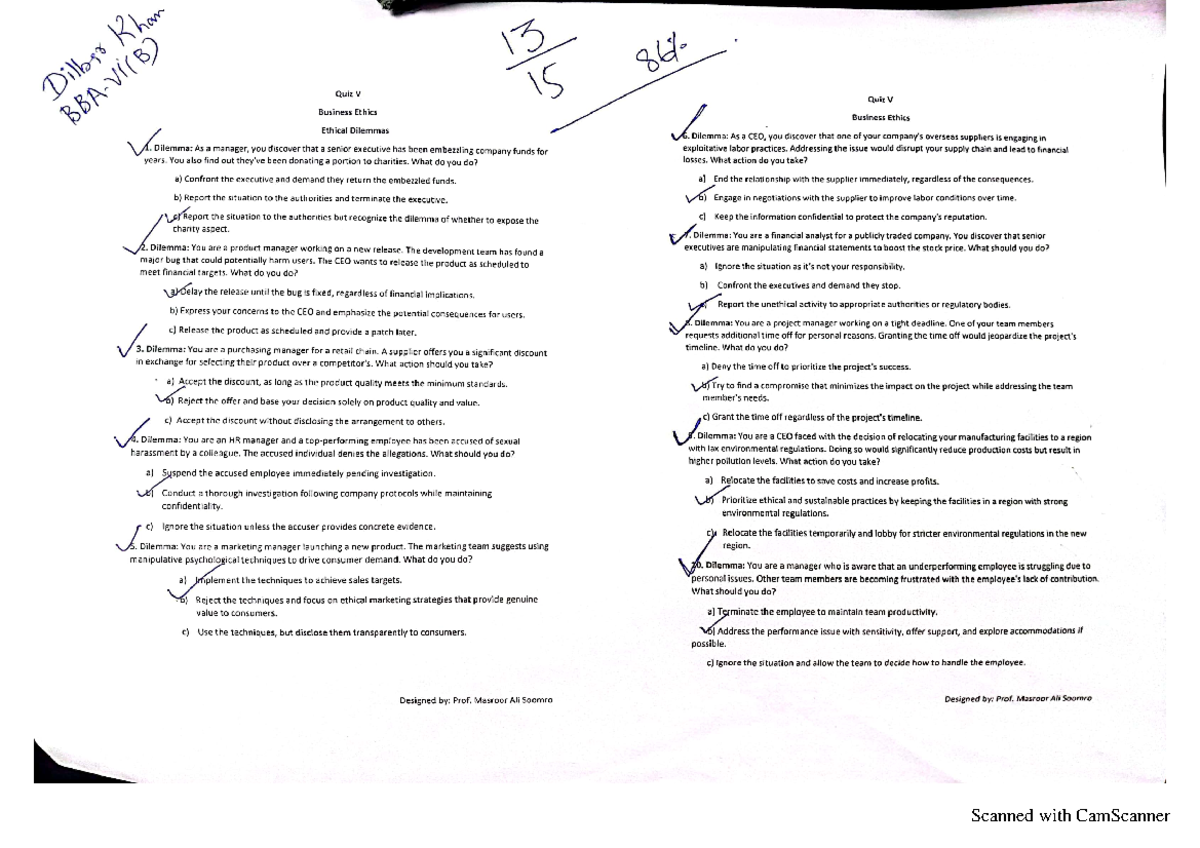 Business ethics Quiz 3 - This quiz is very handy - Business ...