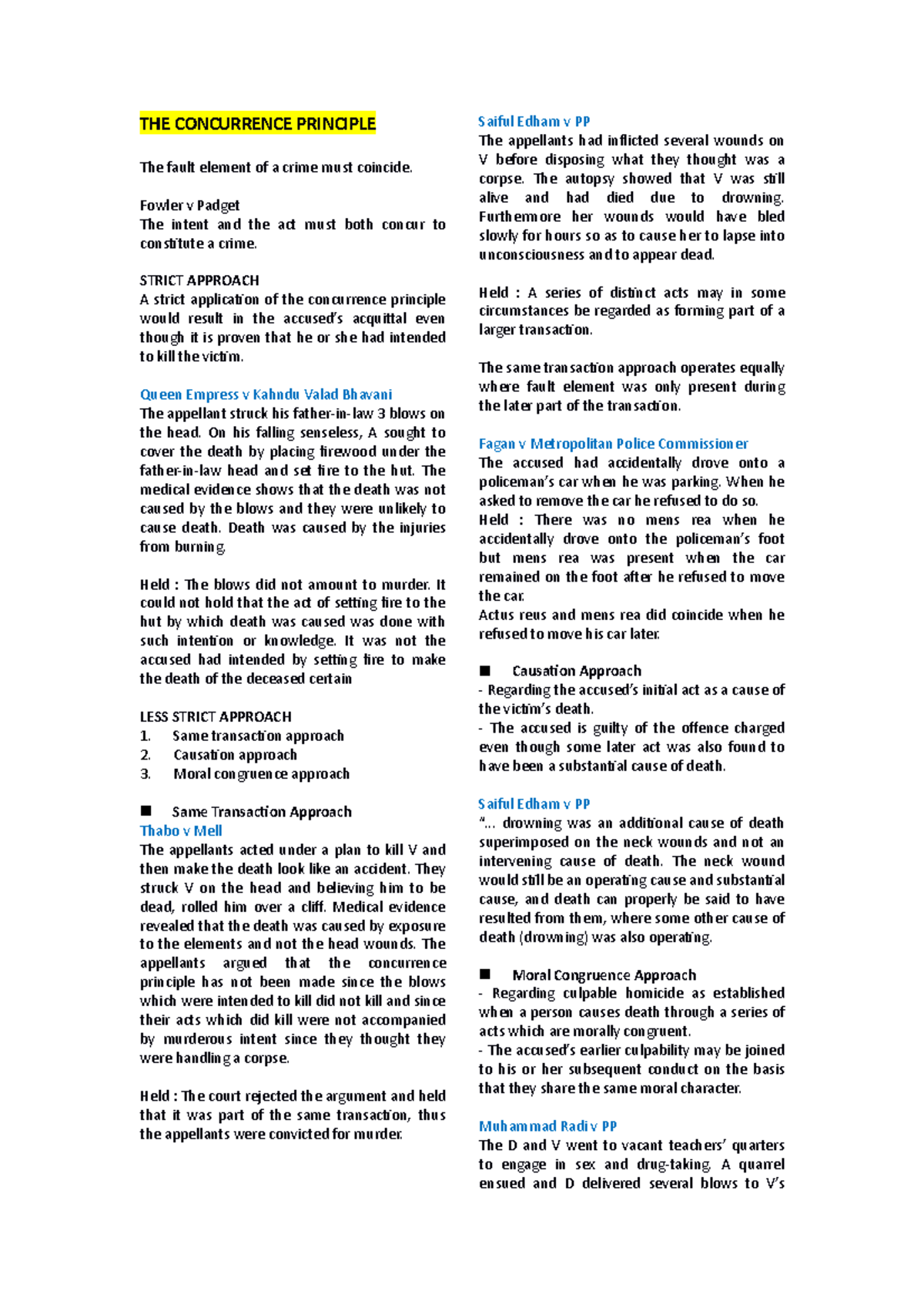 THE Concurrence Principle - THE CONCURRENCE PRINCIPLE The fault element ...