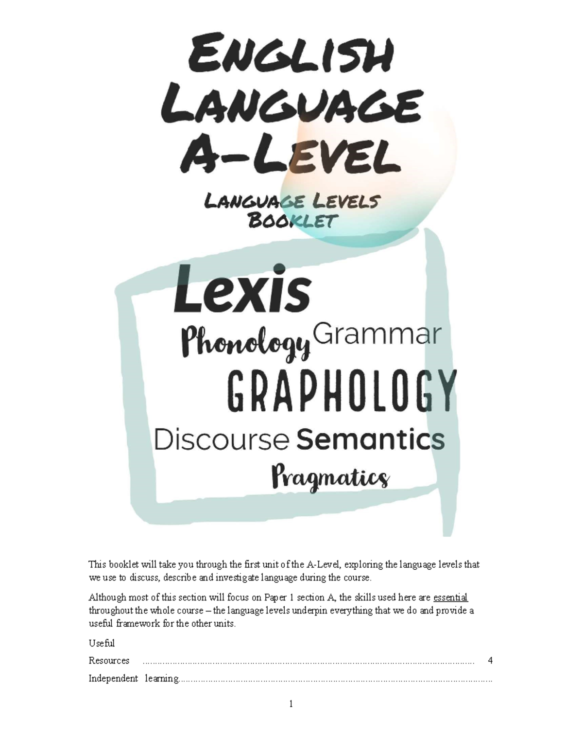 Language Levels booklet - ####### This booklet will take you through ...
