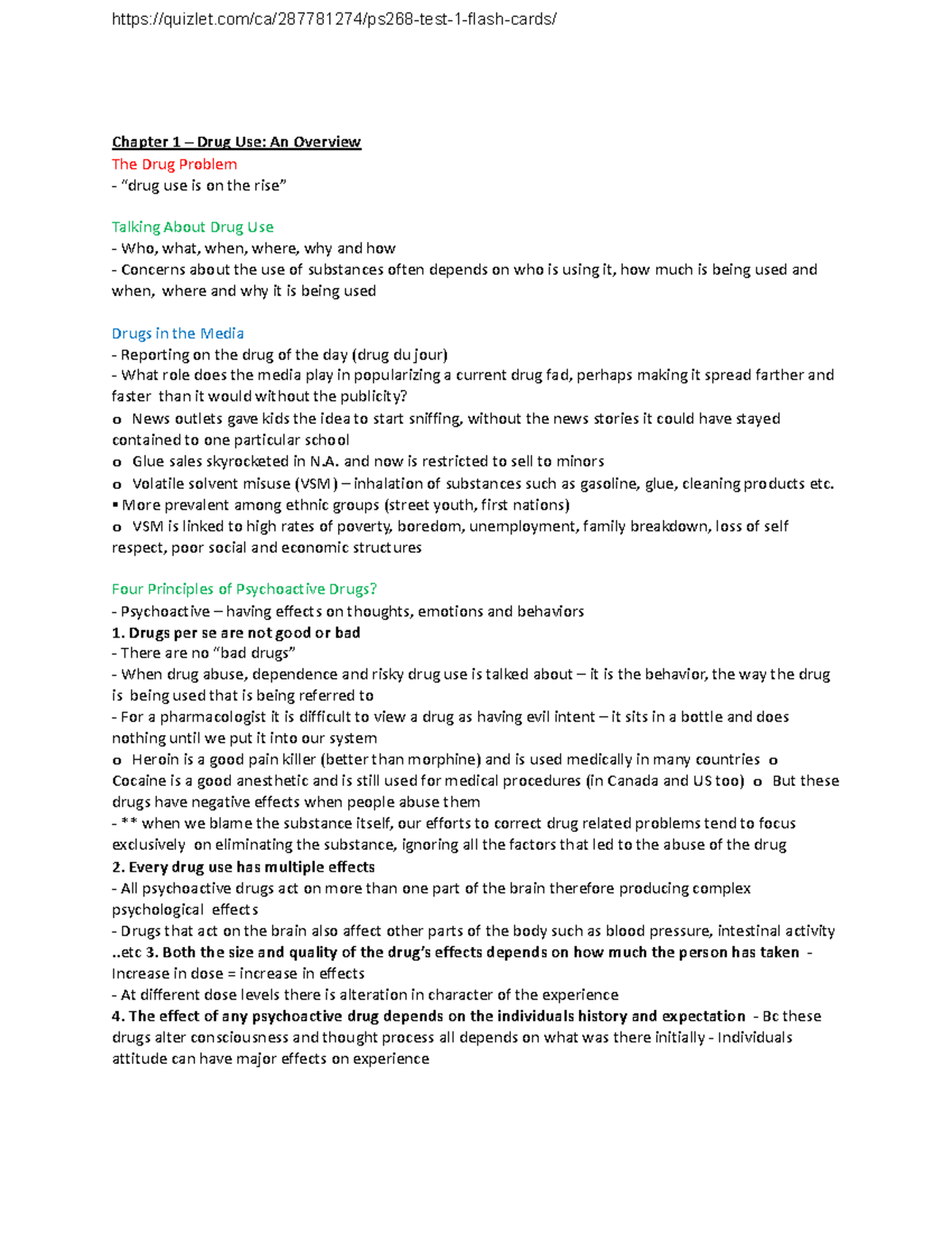 PS - 268 Drugs and Behaviour - Chapter 1 – Drug Use: An Overview The ...