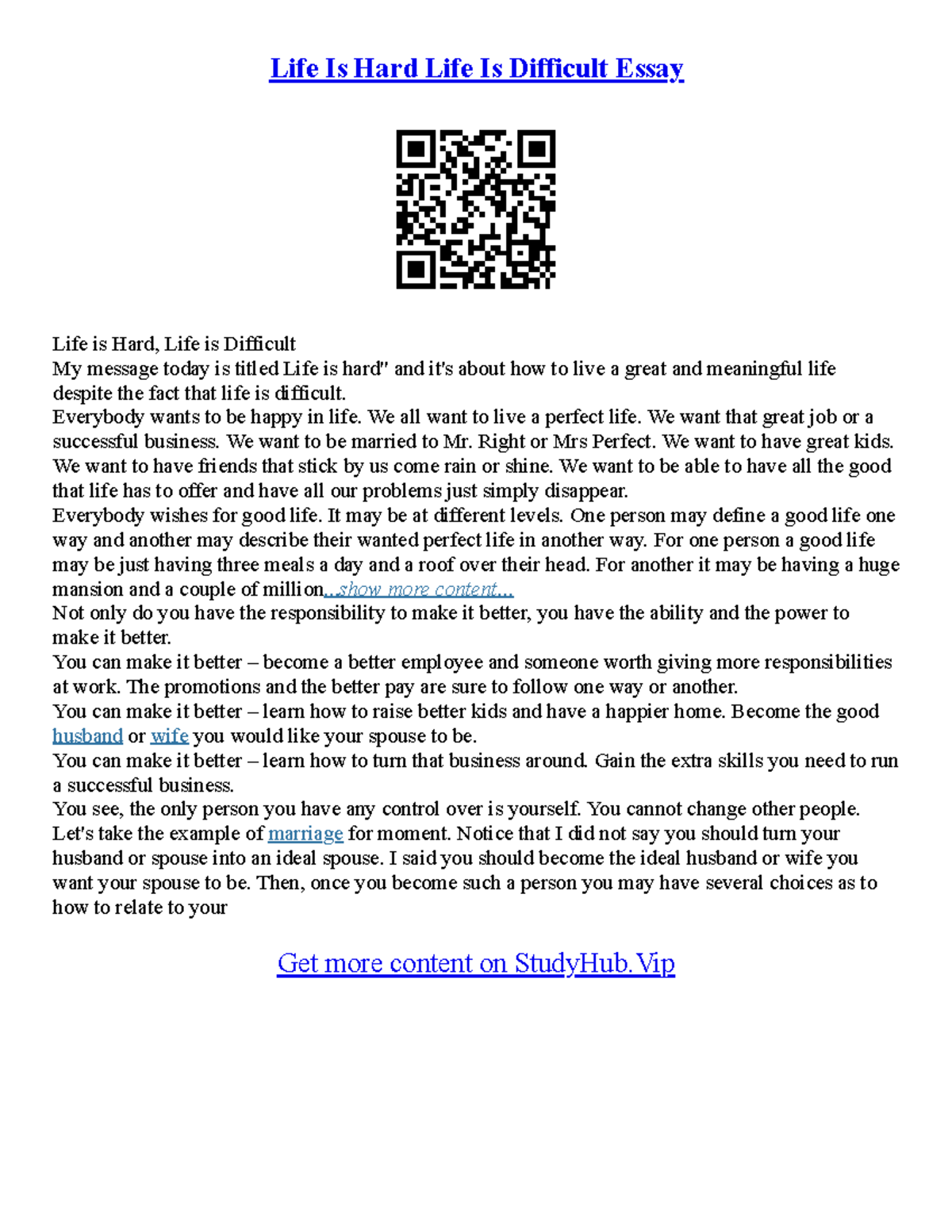 University Life Essay - Life Is Hard Life Is Difficult Essay Life is ...