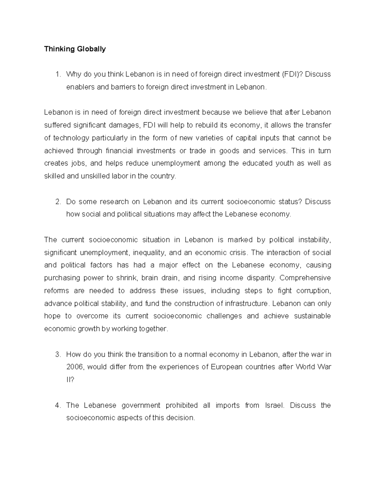 OM06 CASE Study - Thinking Globally 1. Why do you think Lebanon is in ...