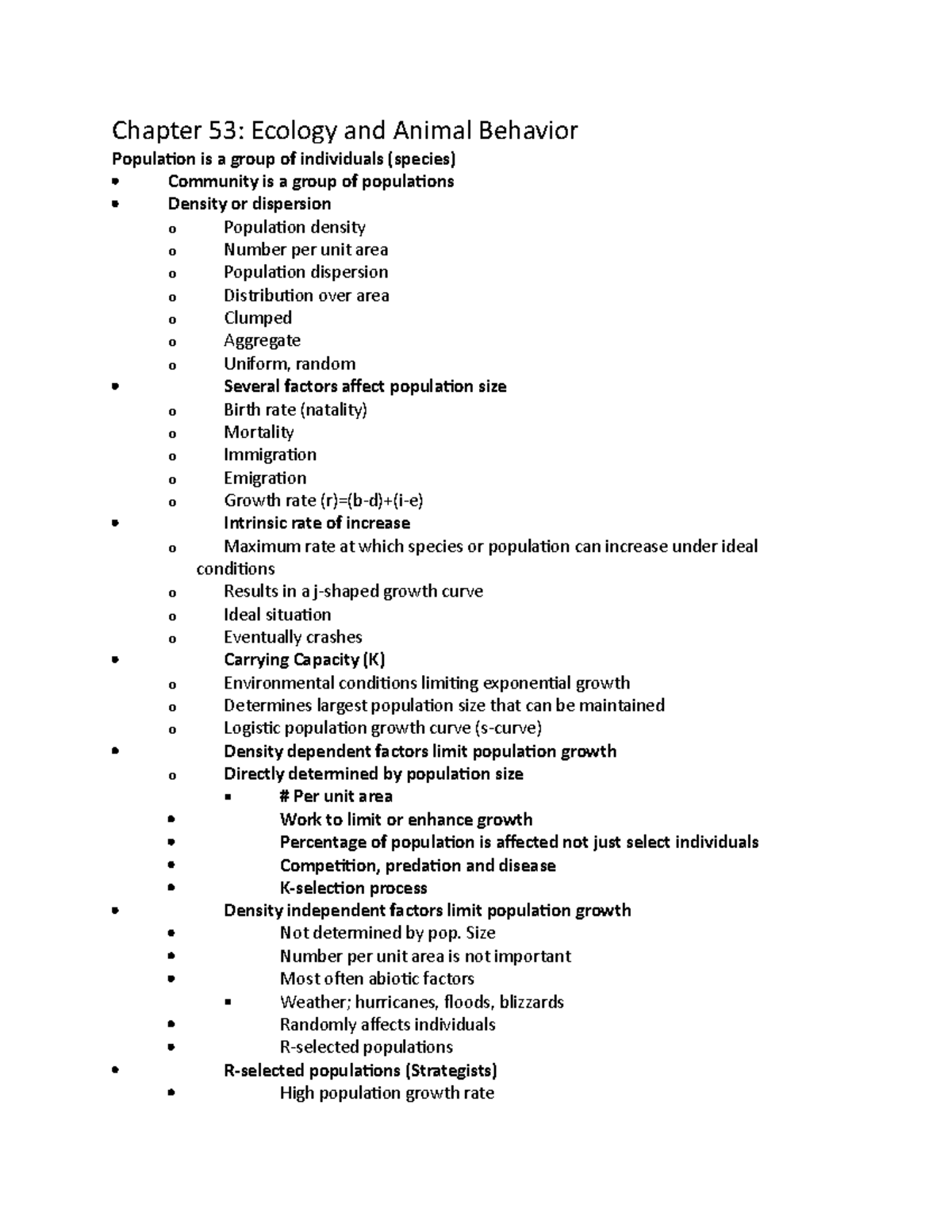 Ecology - lecture notes - Chapter 53: Ecology and Animal Behavior ...