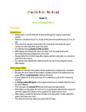 Pediatric Notes Exam 2 - COM 6111 - NSU - StuDocu