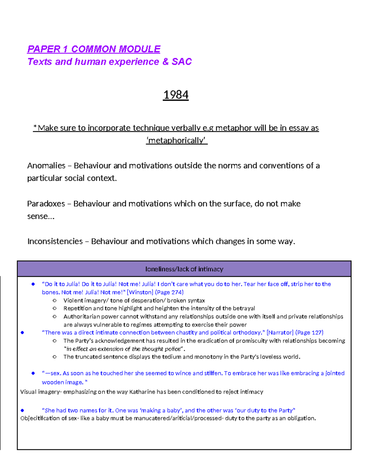HSC English adv notes - PAPER 1 COMMON MODULE Texts and human ...