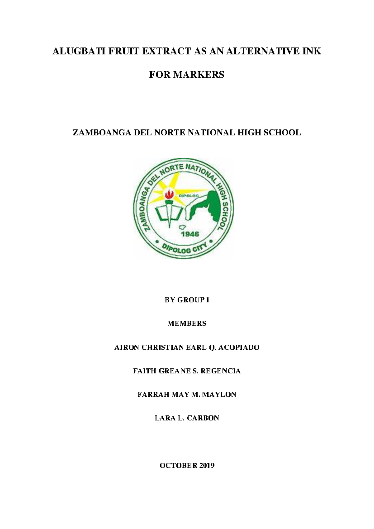 Toaz - dfghjm - ALUGBATI FRUIT EXTRACT AS AN ALTERNATIVE INK FOR ...