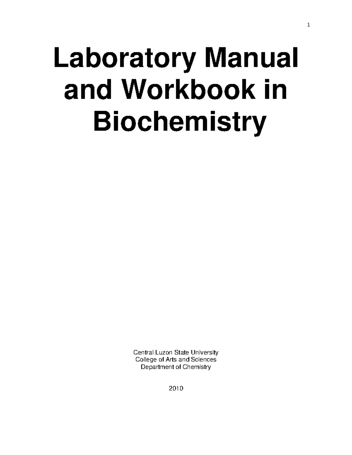 Biochemistry Laboratory Manual Arwil - Laboratory Manual and Workbook ...