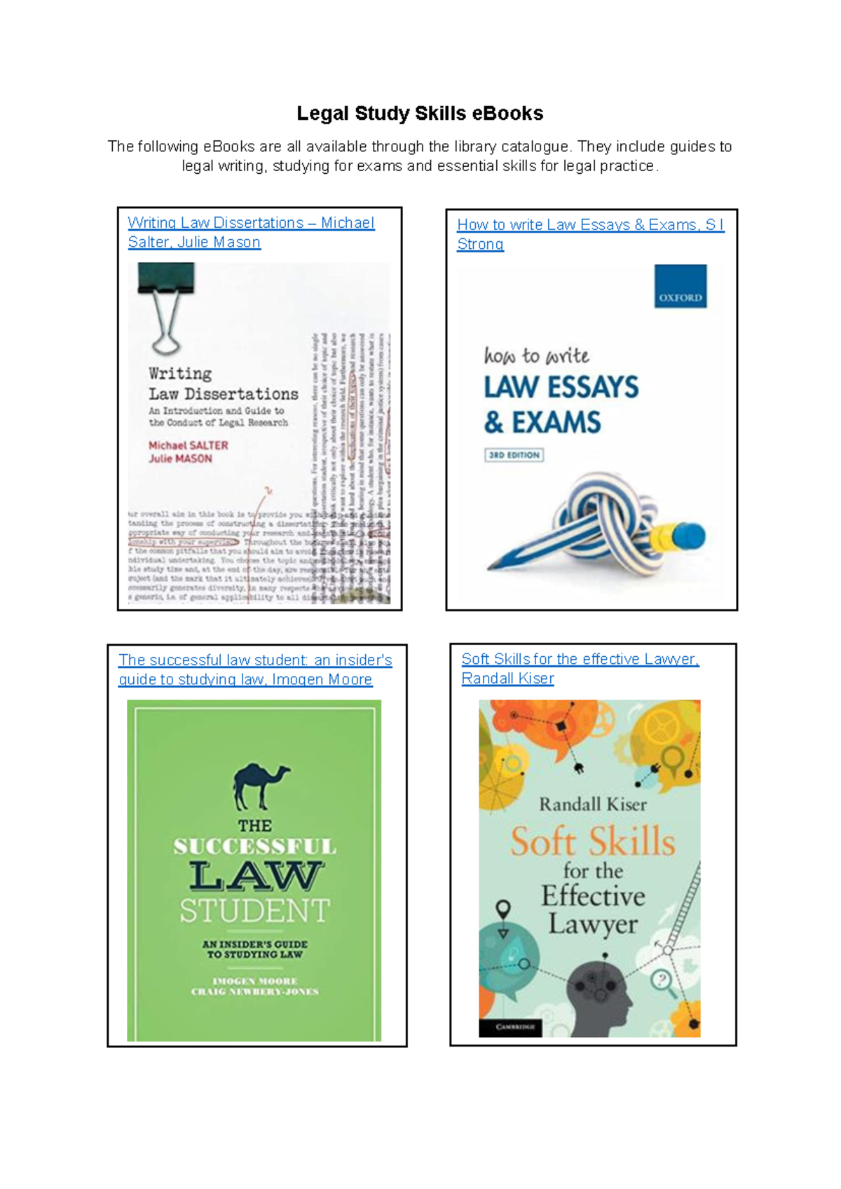 Legal studies skills e-Books - Legal Study Skills eBooks The following ...