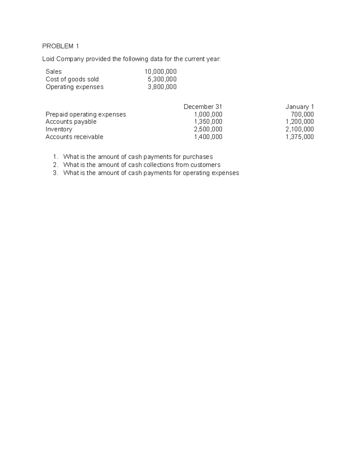 RP CASH- Basis Operating-CASH-FLOW - Loid Company provided the ...