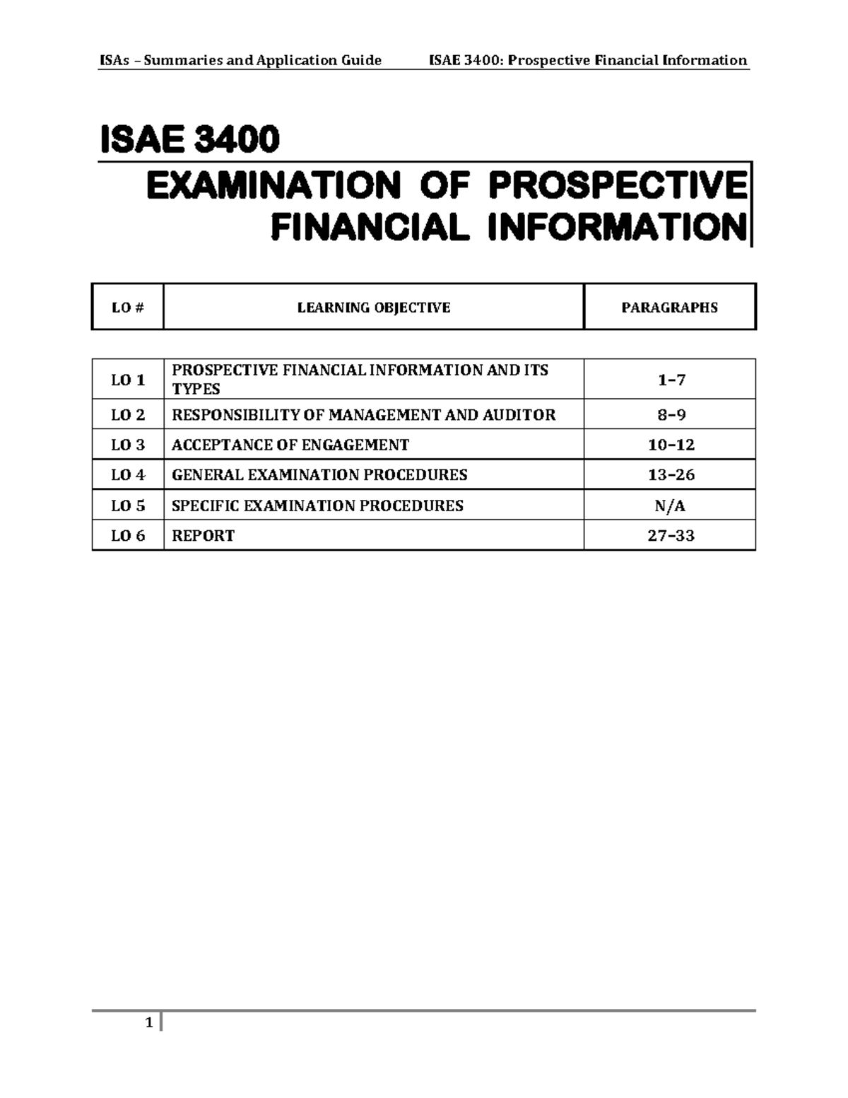 3400 Examination of Prospective Financial Information - ISAE 3400 ...