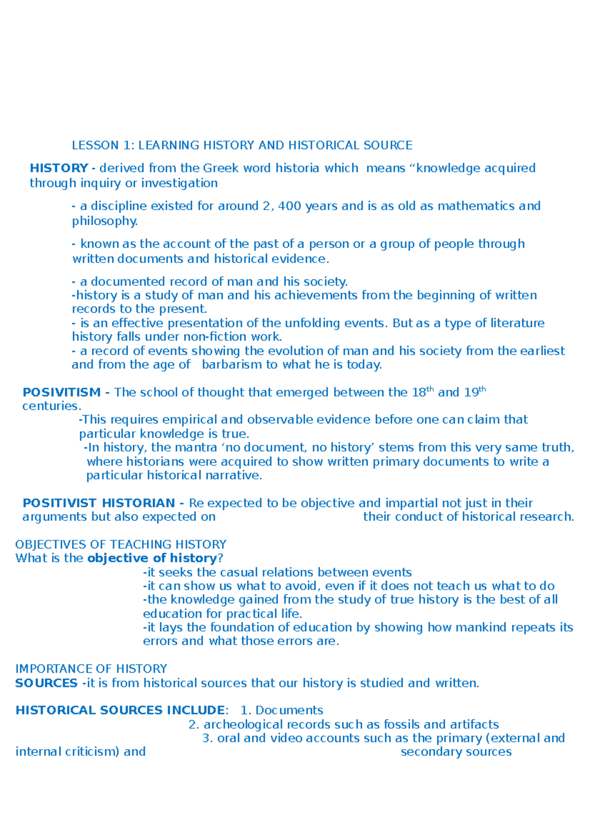 Reviewer-in-history - Reviewer - LESSON 1: LEARNING HISTORY AND ...