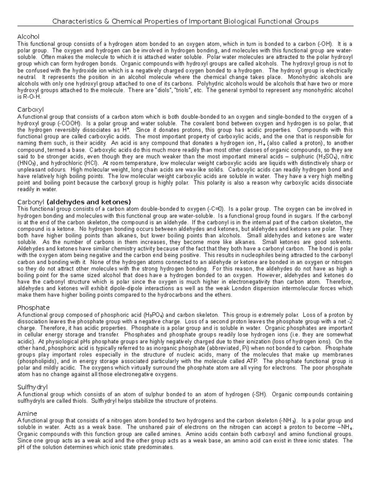 Characteristics of Functional Groups - Characteristics & Chemical ...