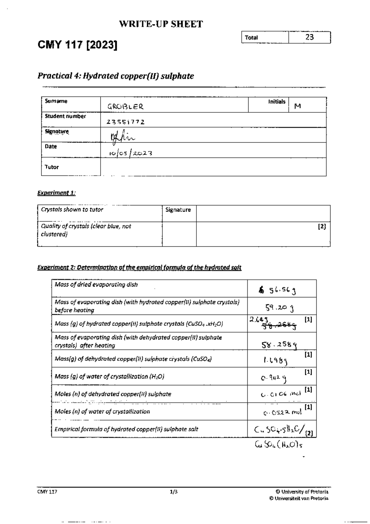 23551772 report Sheet - CMY 117 - Studocu