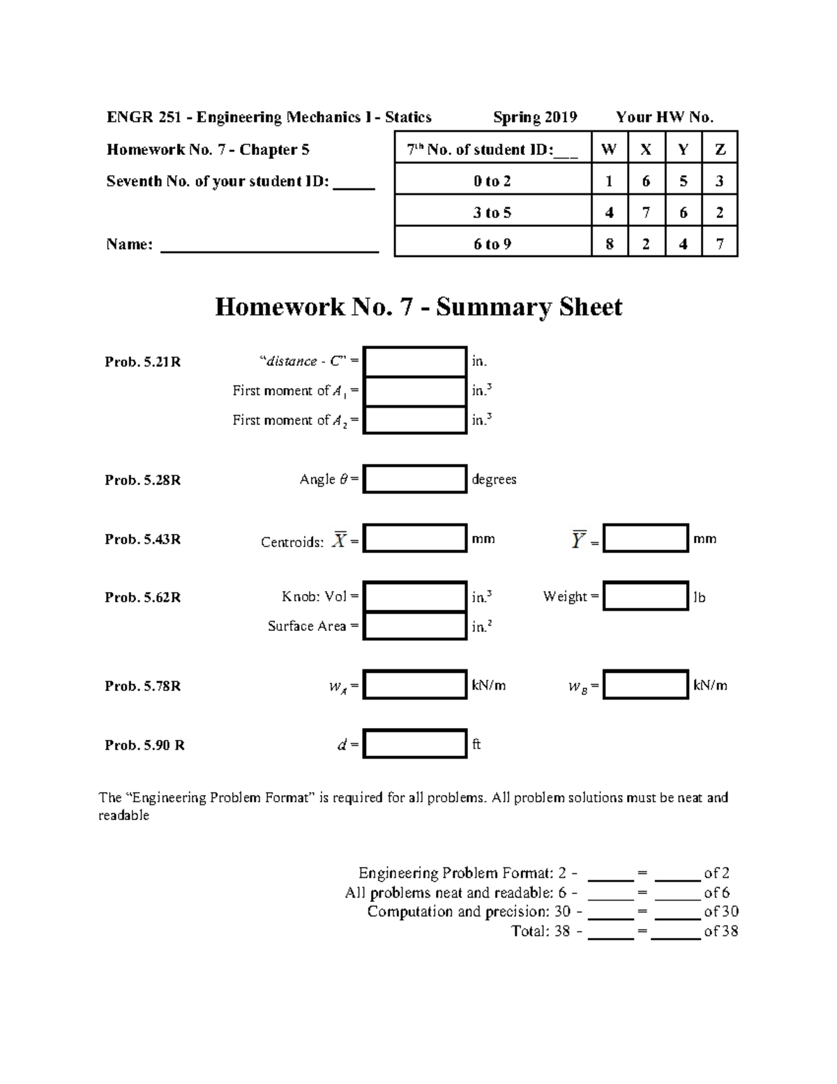 ENGR251 S19 HW7 Ch5 Problems - ENGR 251 - Engineering Mechanics I - Statics Homework No. 7 ...