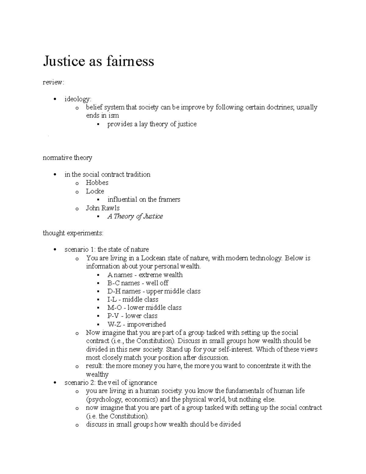 Justice as fairness - Justice as fairness review: ideology: o belief ...