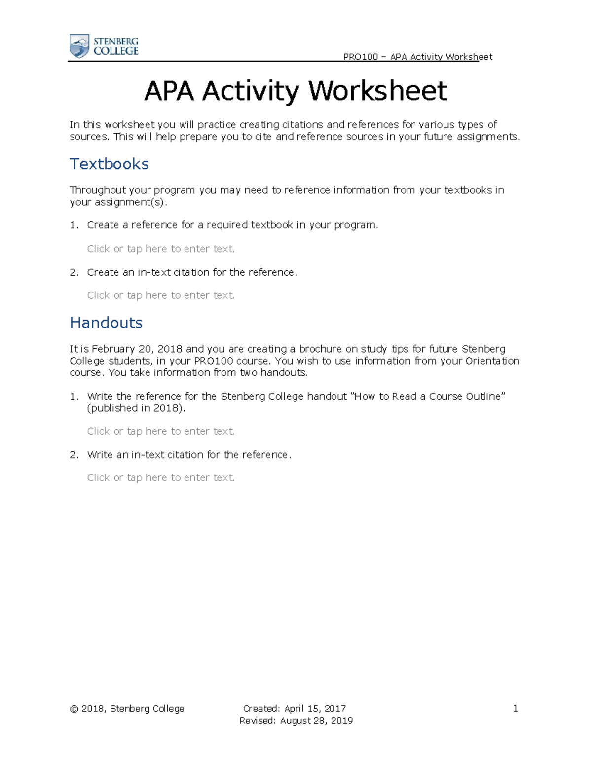 APA Activity Worksheet Online 2019 0828 TP (2) - APA Activity Worksheet ...