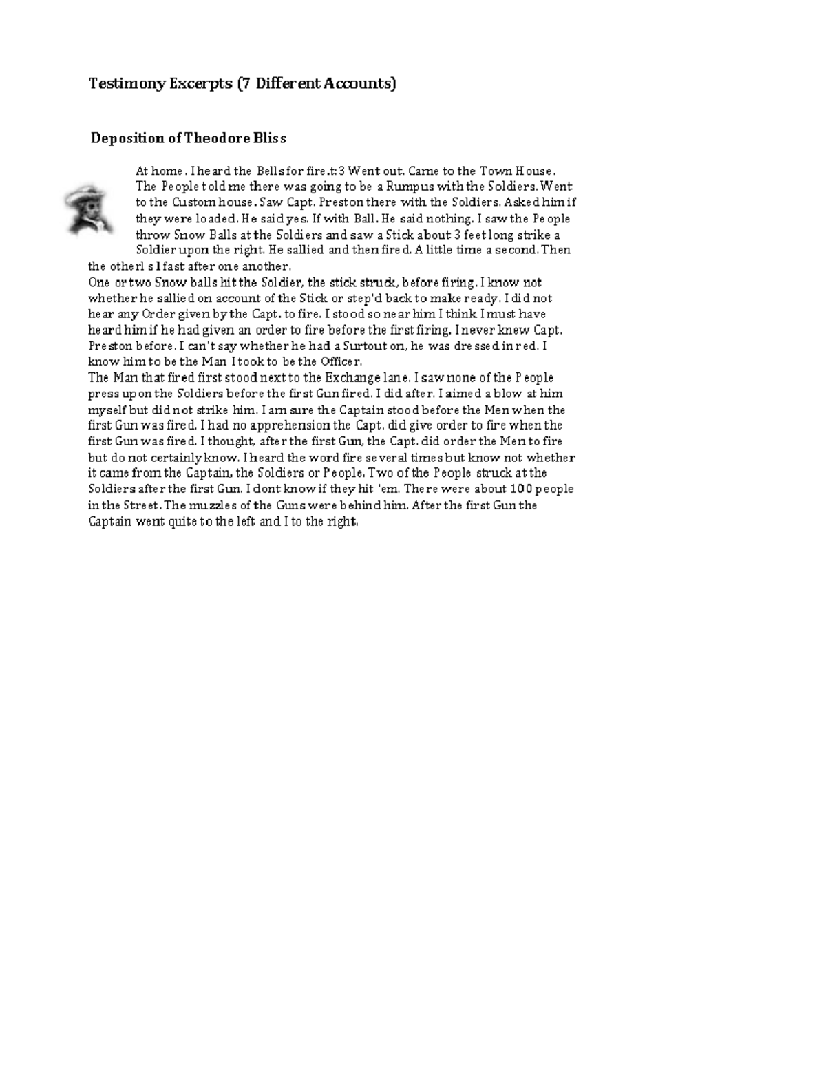 Boston Massacre Witness Testimony - Studocu