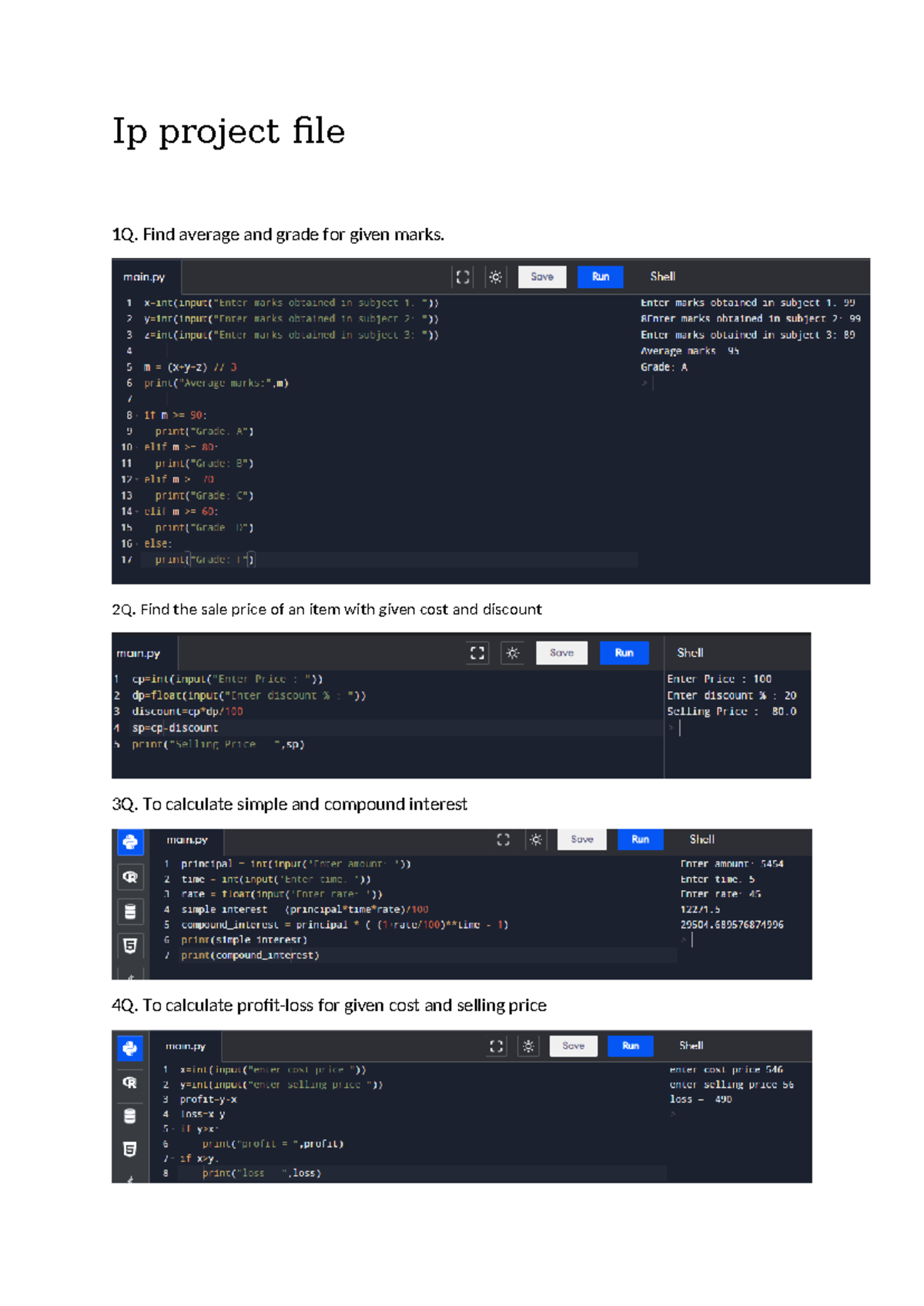 Project file IP - chemistry notes - Ip project file 1Q. Find average ...