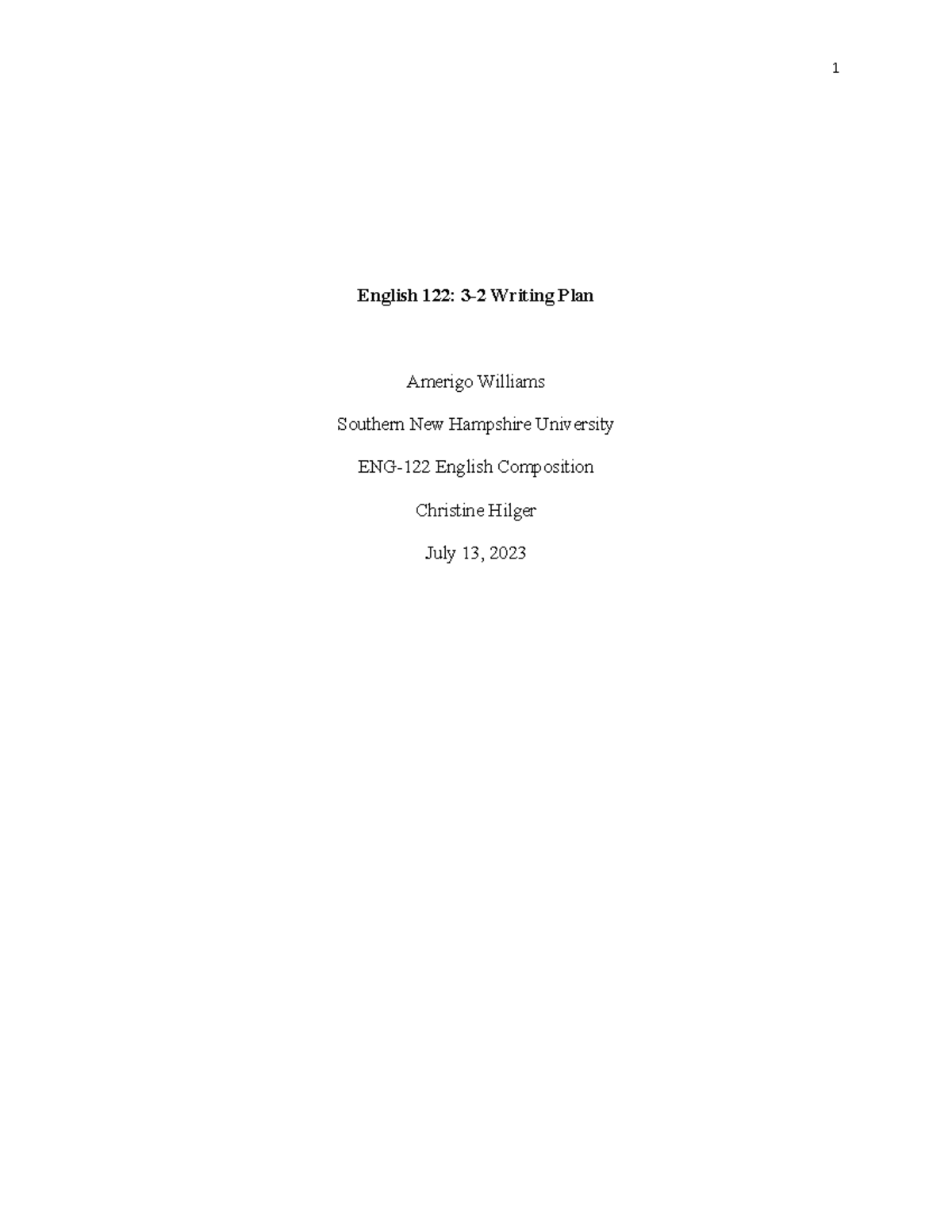 English 122 3-2 writing plan - English 122: 3-2 Writing Plan Amerigo ...