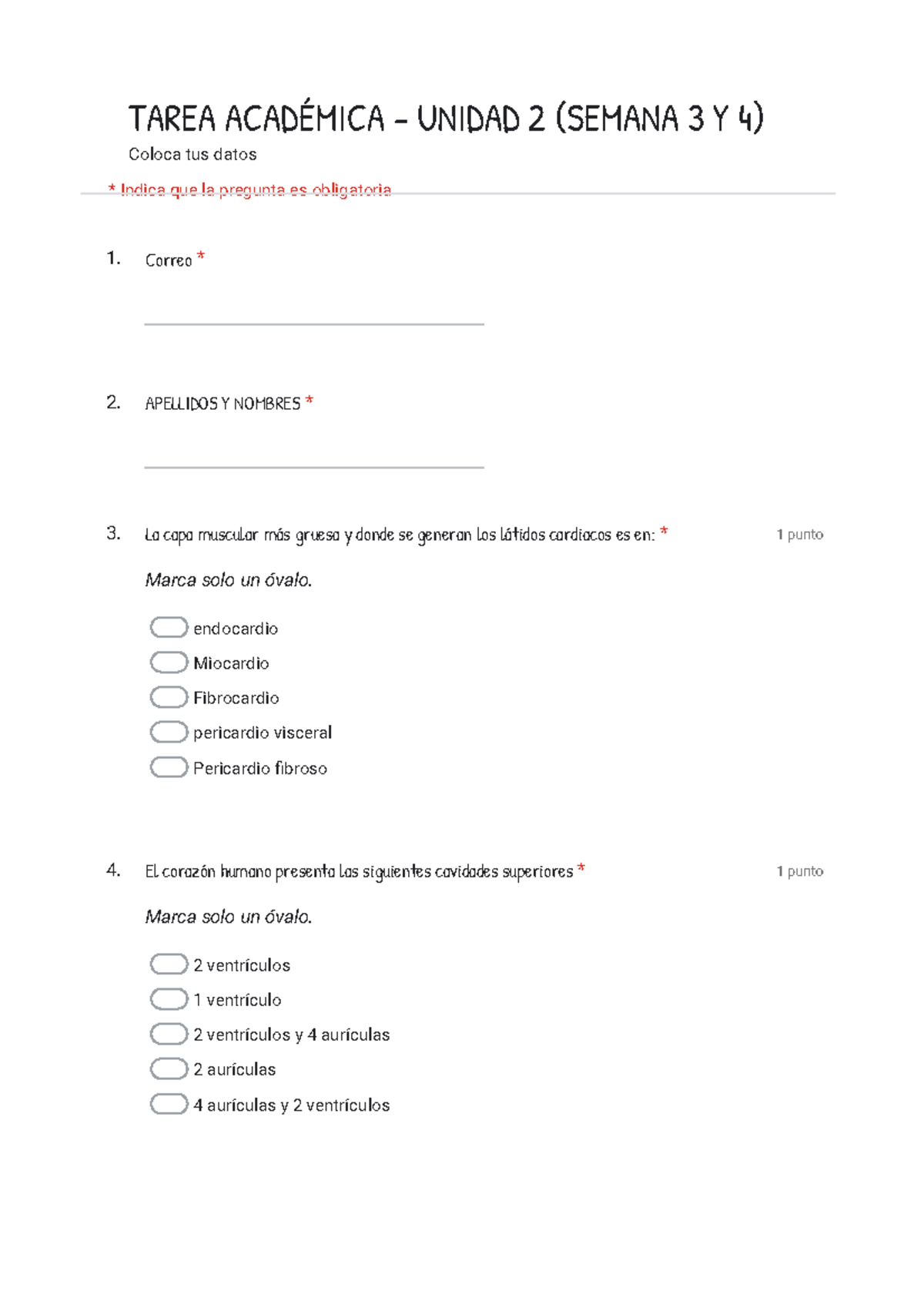 Tarea Académica - Unidad 2 ( Semana 3 Y 4) - Formularios de Google - 1 ...