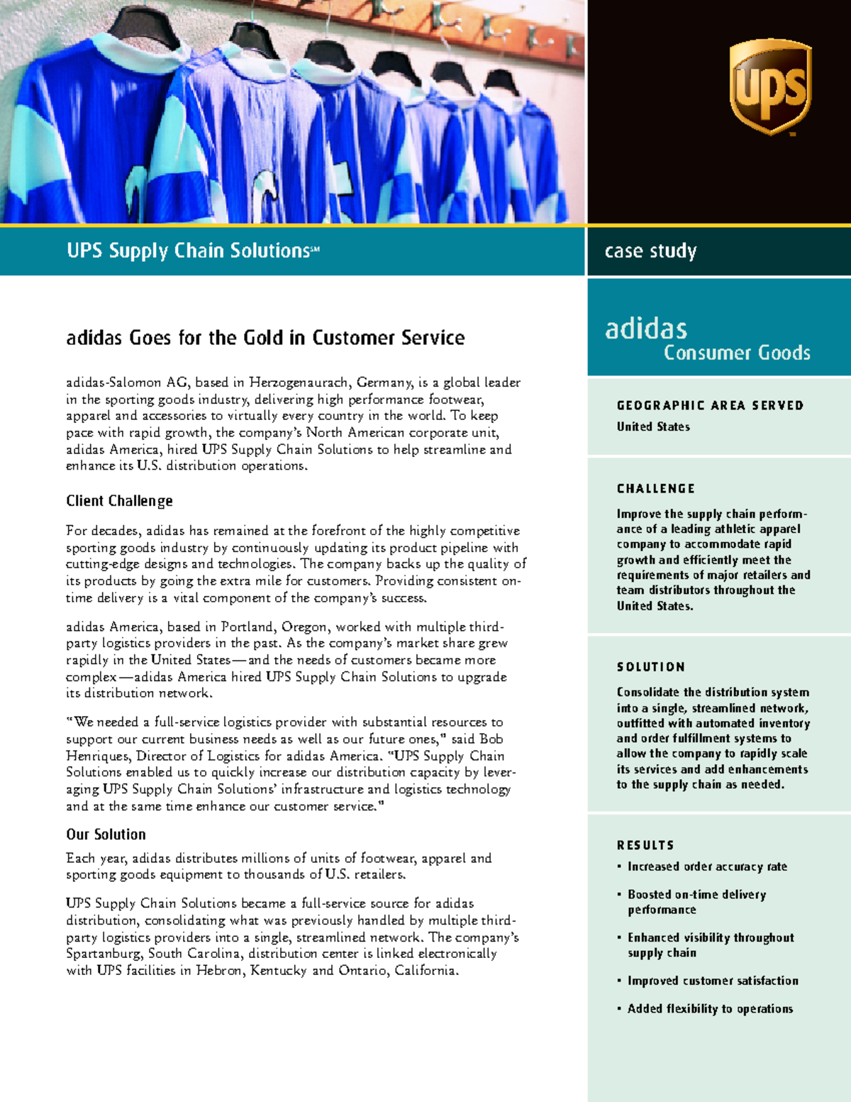 Cs adidas - lectura caso - adidas Goes for the Gold in Customer Service ...