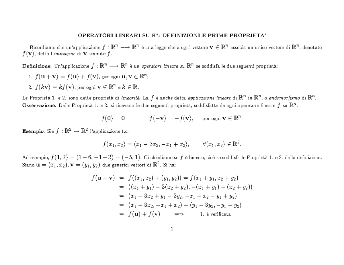 Slide-22 - geometria - OPERATORI LINEARI SURn: DEFINIZIONI E PRIME ...