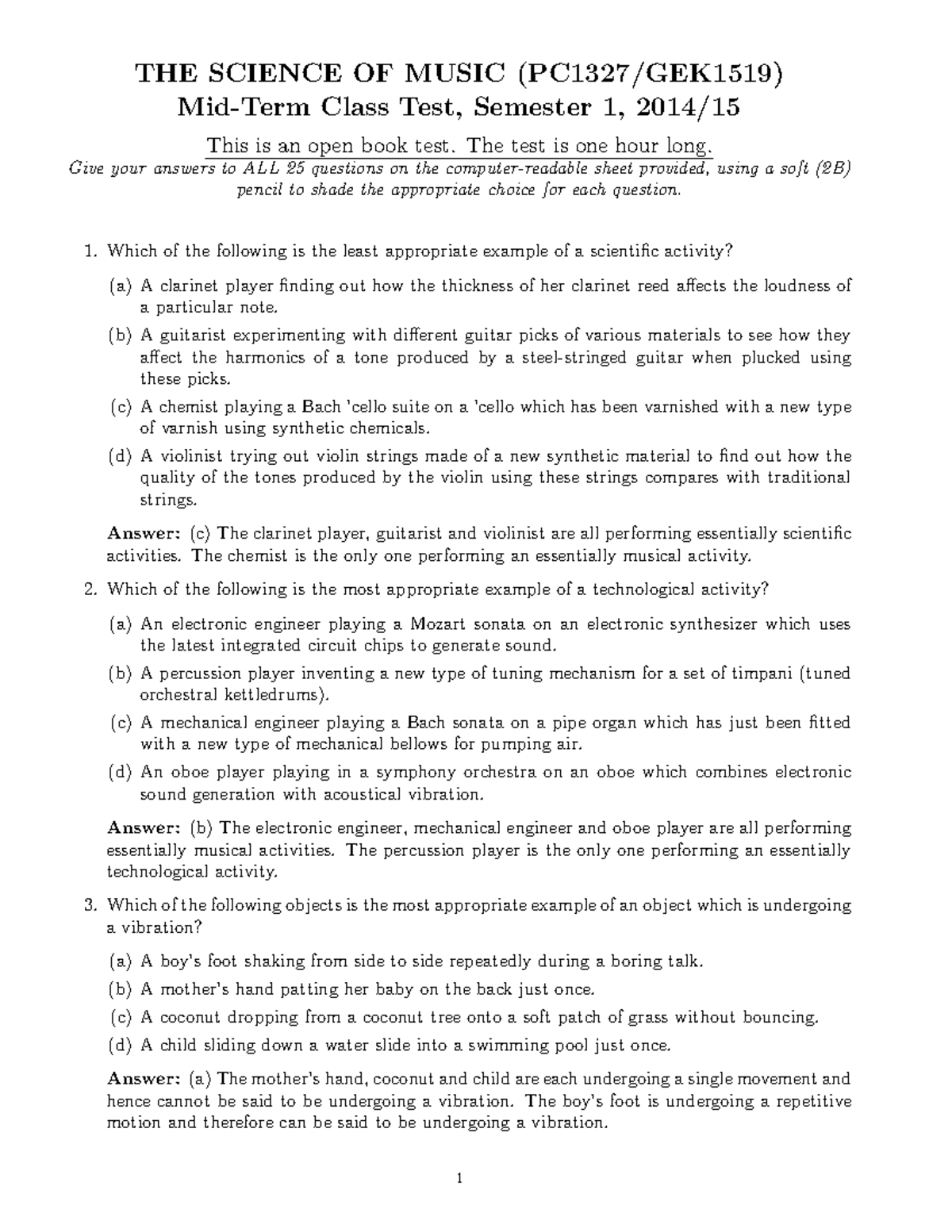 Mid Term Sem 1 1415 - Mid Term - THE SCIENCE OF MUSIC (PC1327/GEK1519 ...