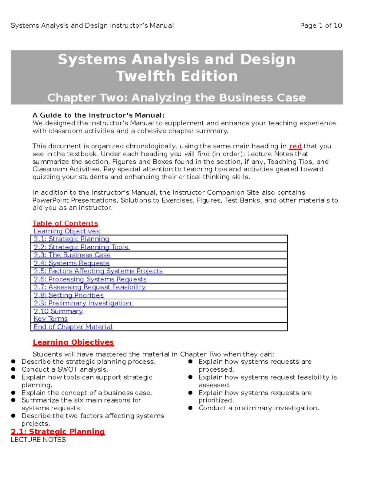chapter2solutions - Systems Analysis and Design Twelfth Edition Chapter ...