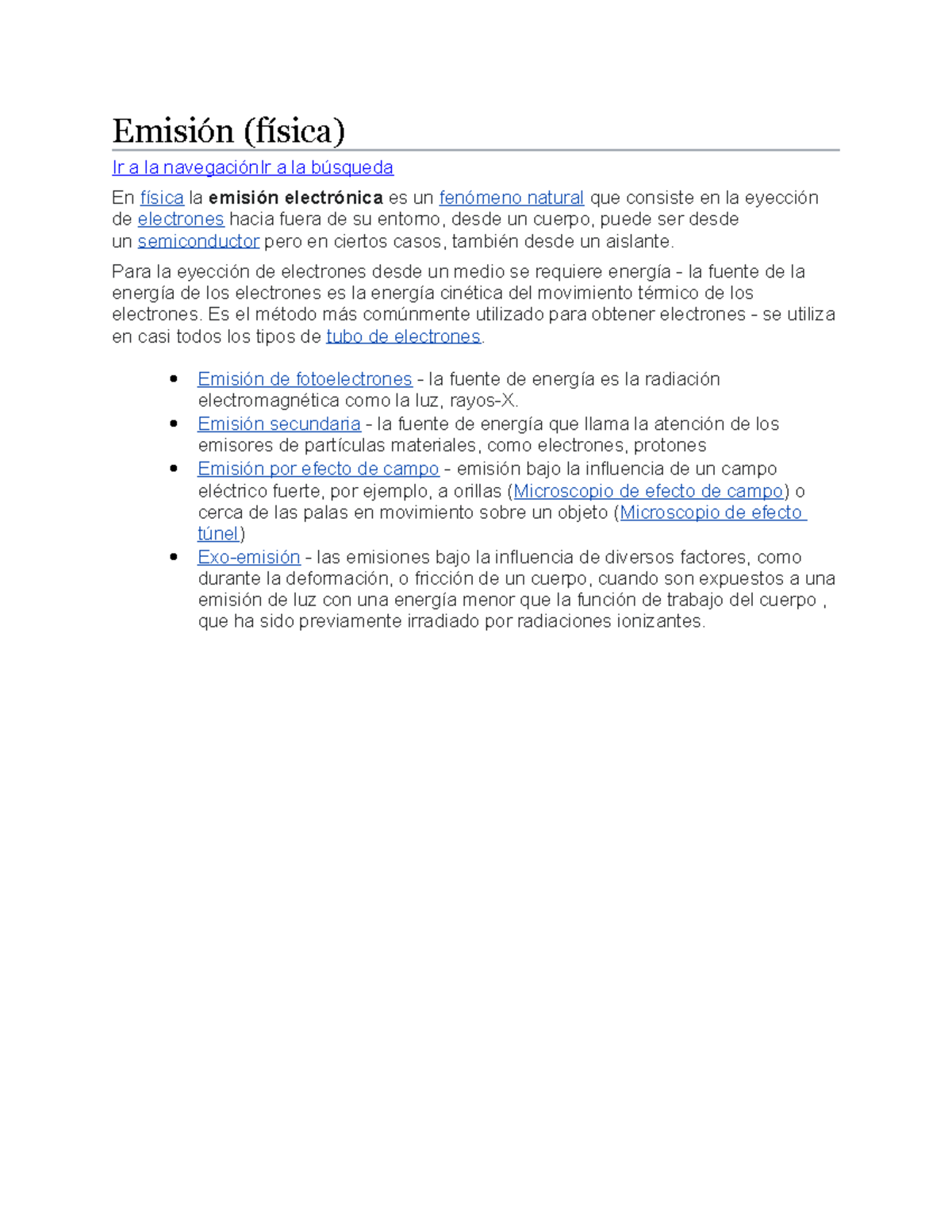 Emisión - informacion de emision de electrones - Emisión (física) Ir a ...