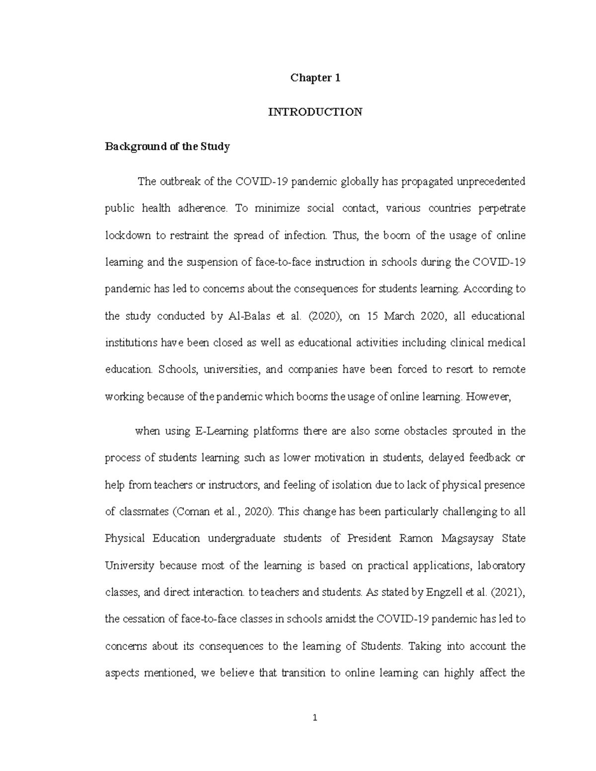 Chapter 1 - EDUCATION - Chapter 1 INTRODUCTION Background of the Study ...