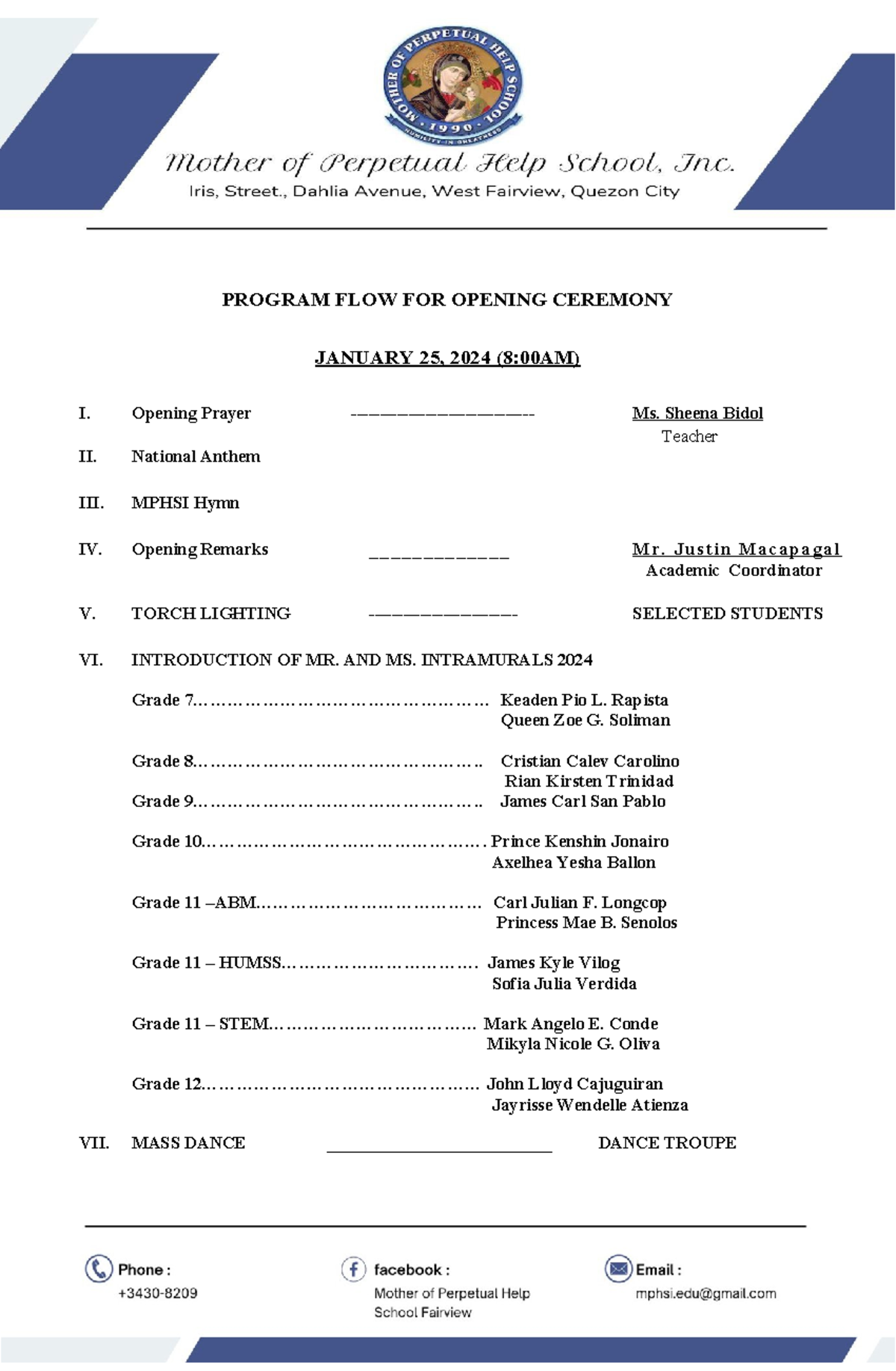 Program FLOW Opening 2024 - PROGRAM FLOW FOR OPENING CEREMONY JANUARY ...