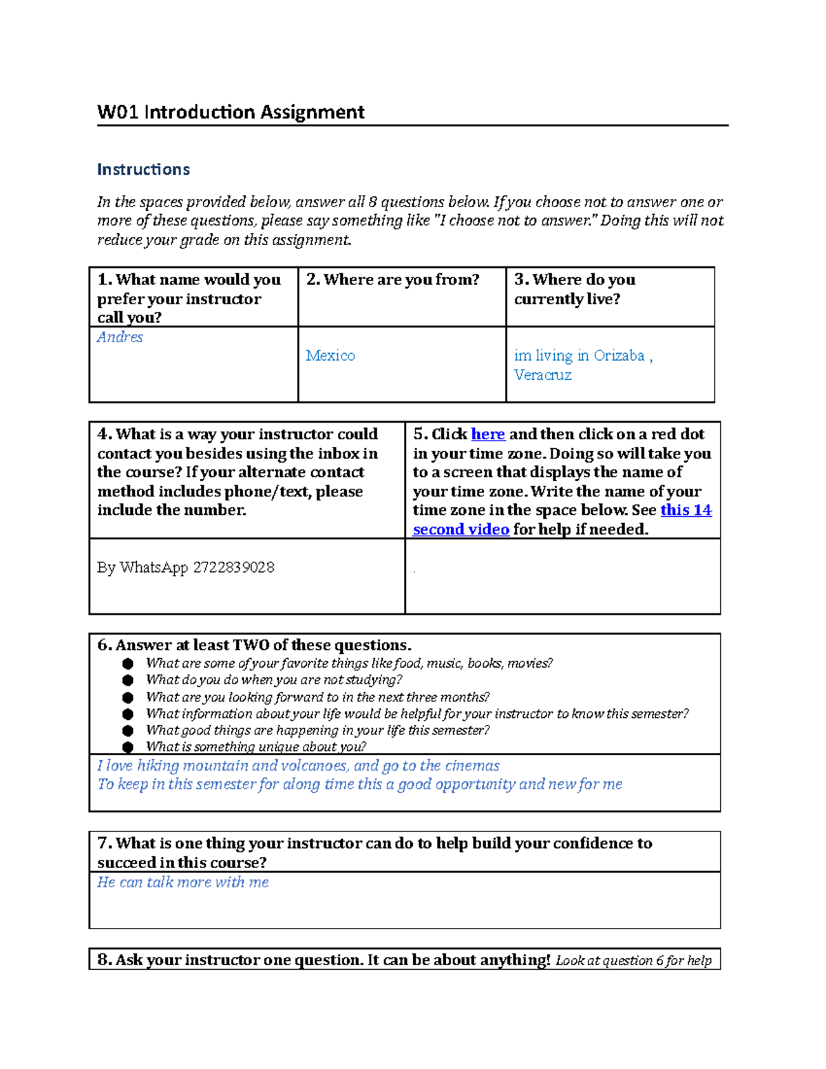 W01Introduction Assignment - W01 Introduction Assignment Instructions ...
