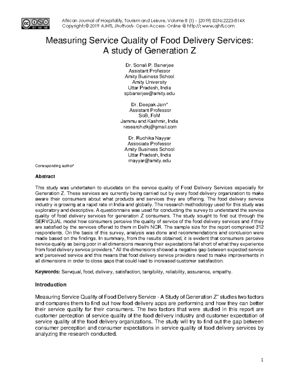 Article 40 vol 8 1 2019 india - Copyright: © 2019 AJHTL /Author/s- Open ...