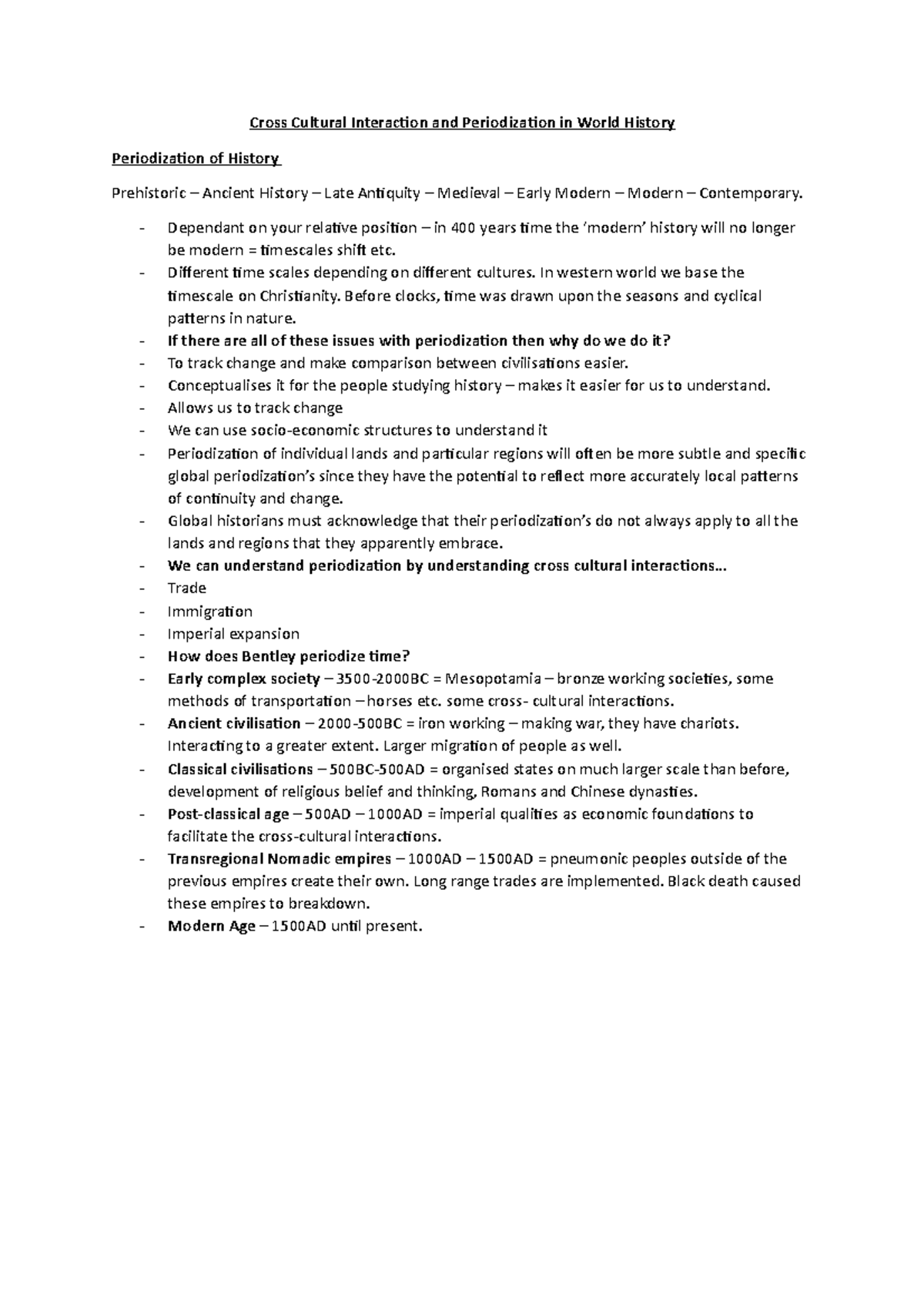 Cross Cultural Interaction and Periodization in World History - seminar ...
