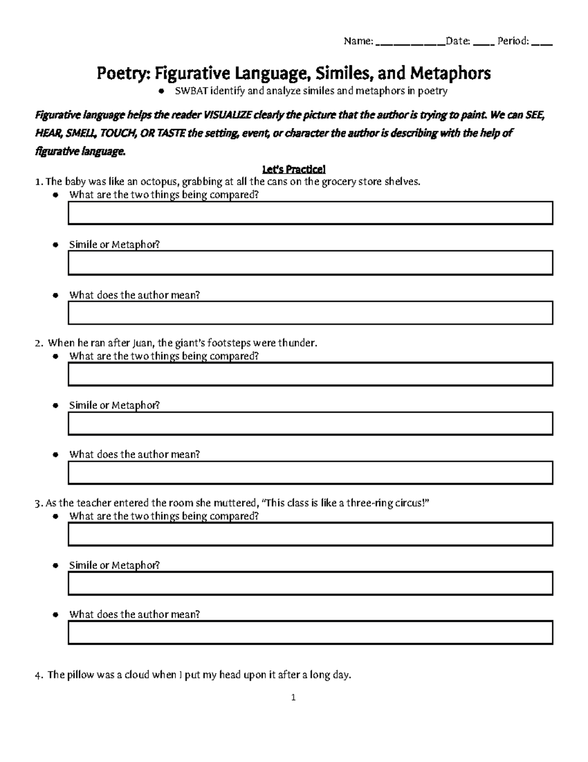 Copy of similes and metaphors poetry (2)-5 - Name: ________________Date ...