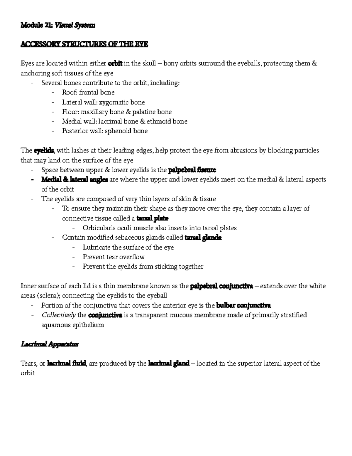 Anat 337 - mod 21 - Professor Stahm - Module 21: Visual System ...
