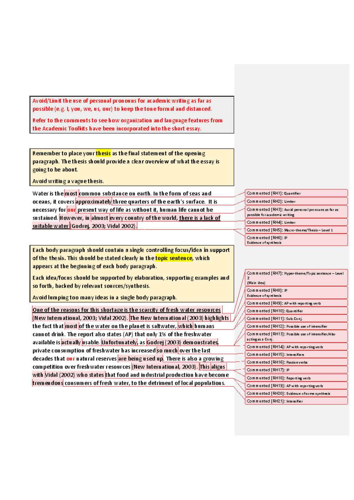 Week 3 Tutorial 2 Part A (Suggested Answer Water Synthesis) - Avoid ...