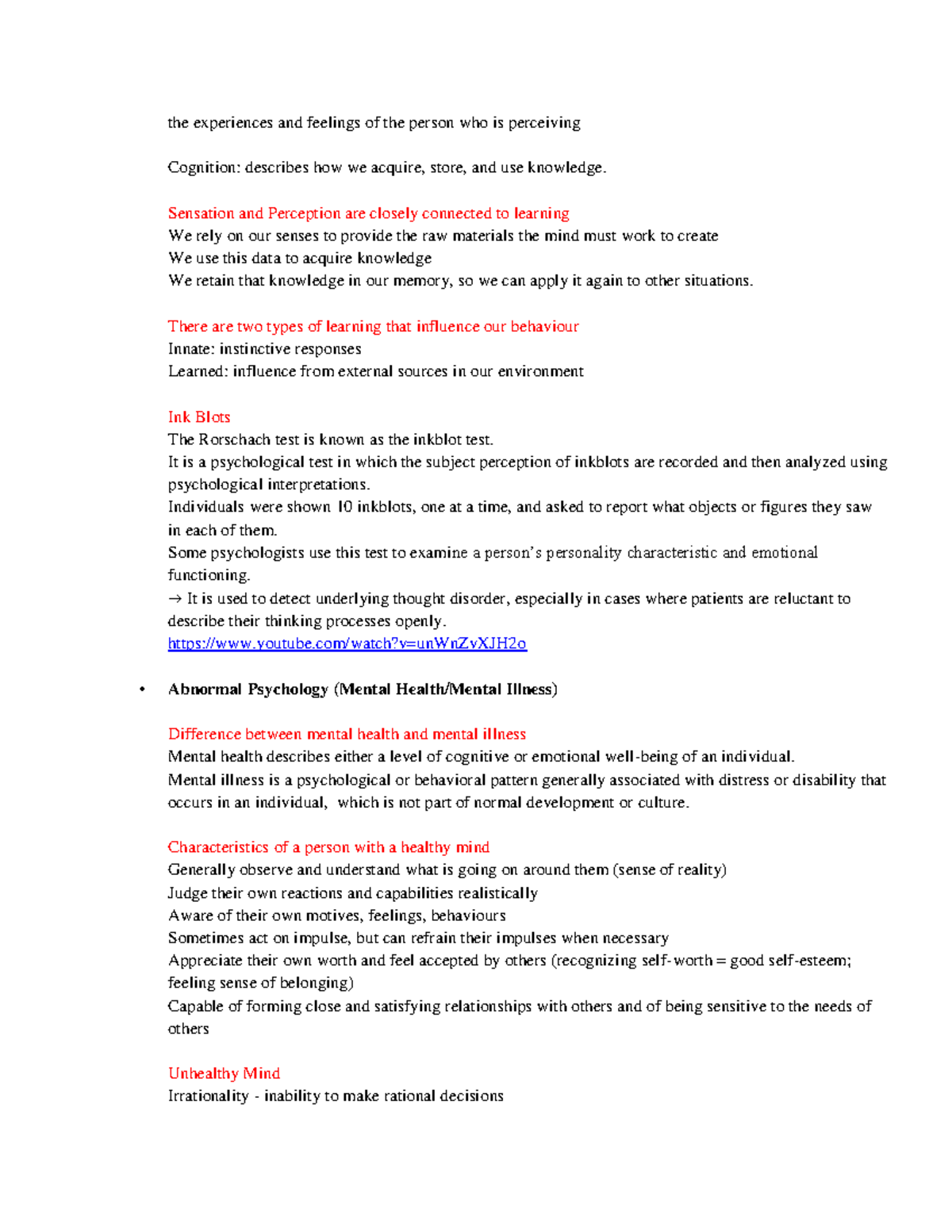 Part 5 of - Psychology Unit Test Review - the experiences and feelings ...